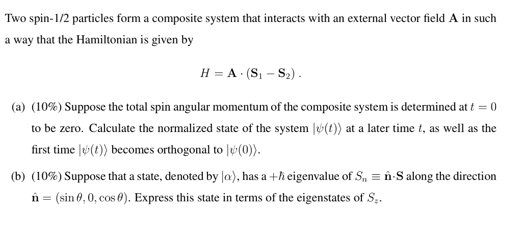Solved Two spin-1/2 particles form a composite system that | Chegg.com