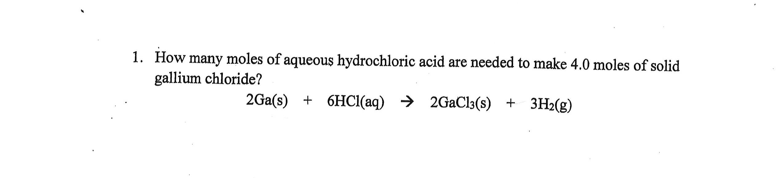 Solved How many moles of aqueous hydrochloric acid are | Chegg.com