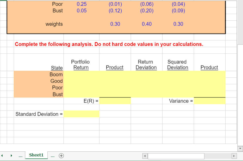 Solved XI Returns and standard deviations - Excel ? x FILE | Chegg.com