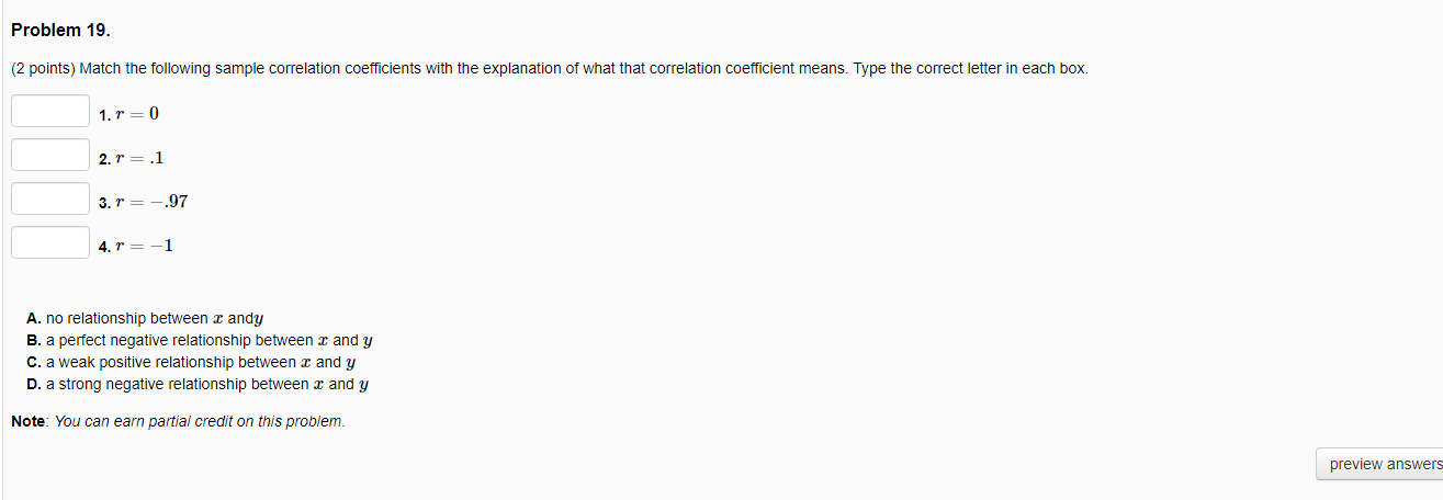 Solved Problem 19. (2 points) Match the following sample | Chegg.com