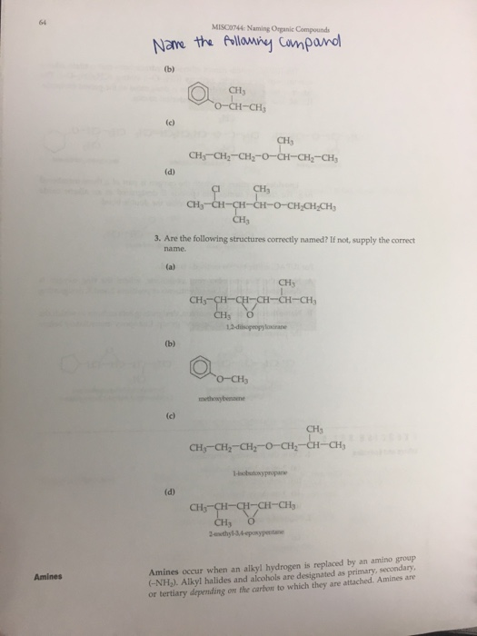 Solved 64 MISC0744 Naming Organic Compounds Name the elowiy | Chegg.com