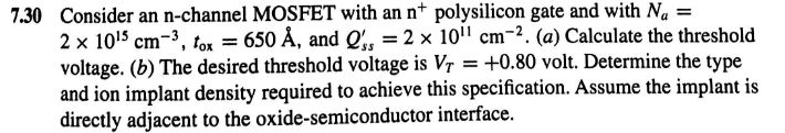 Solved Consider an n-channel MOSFET with an n+polysilicon | Chegg.com
