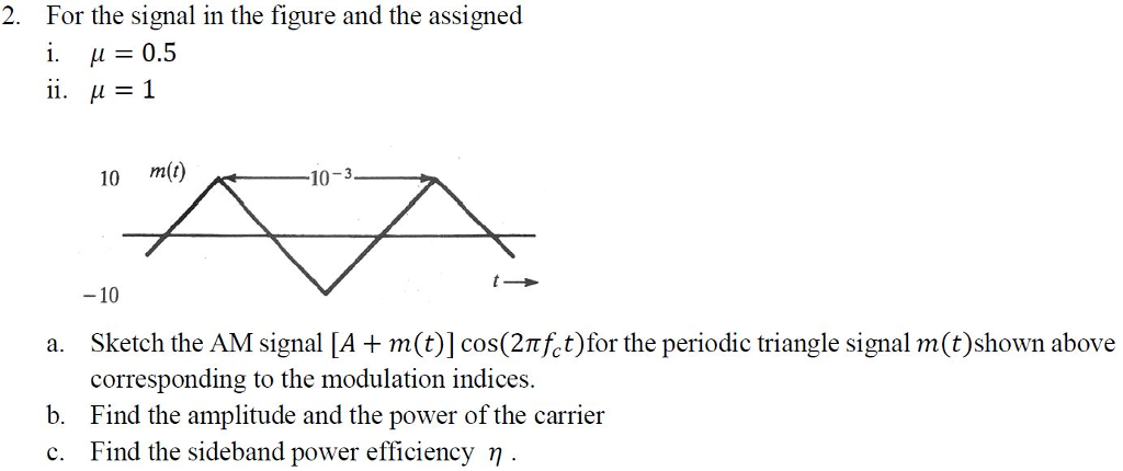 Solved 2. For the signal in the figure and the assigned i, μ | Chegg.com