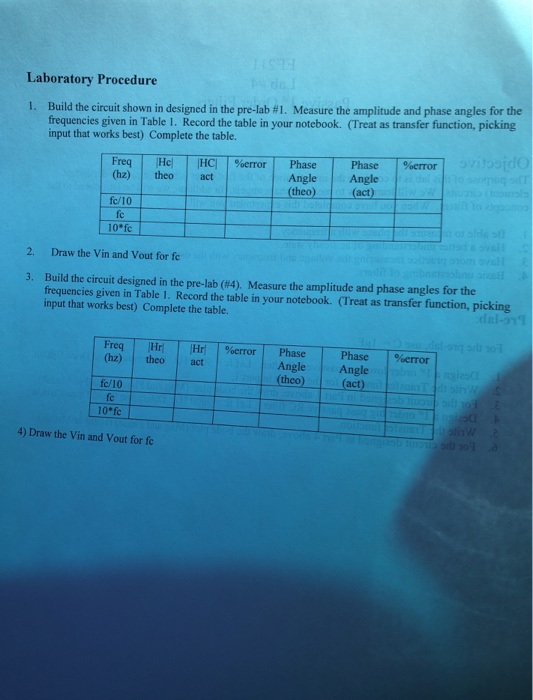 Solved EE211 Lab #4 Passive 1st Order Filters Objective The | Chegg.com