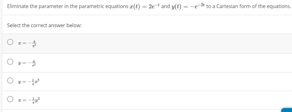 Solved Eliminate the parameter in the parametric equations | Chegg.com