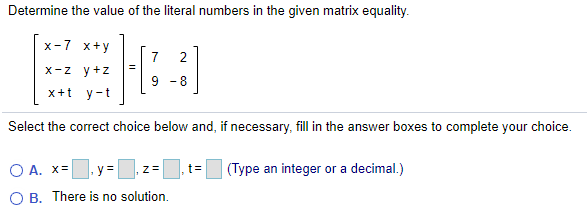 Solved Determine the value of the literal numbers in the | Chegg.com