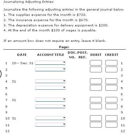 Solved Journalizing Adjusting Entries Journalize the | Chegg.com