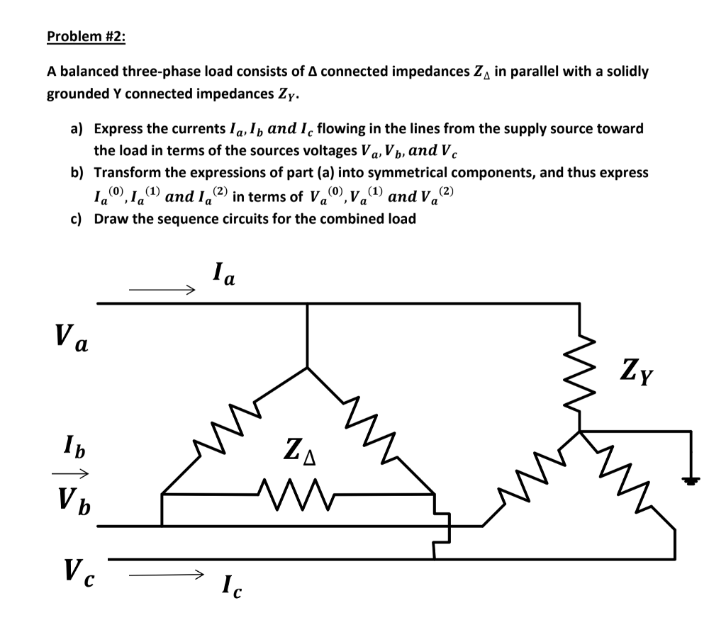 Problem #2: A balanced three-phase load consists of Δ | Chegg.com