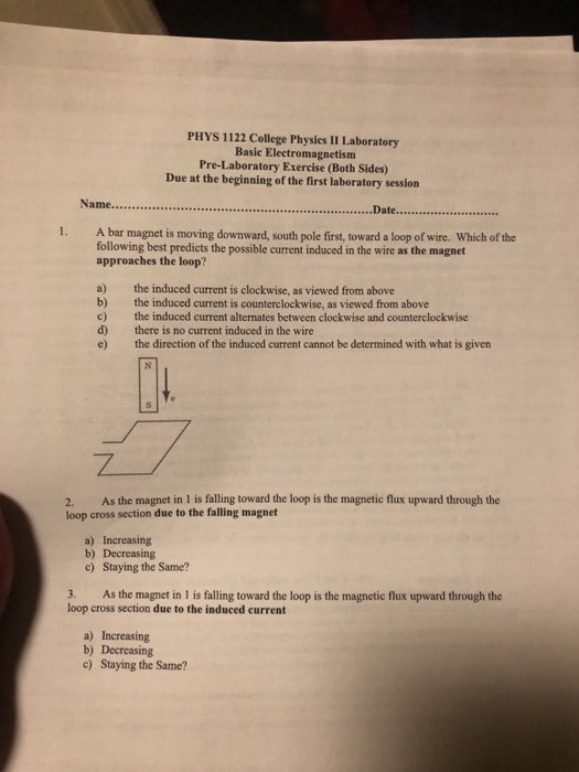 Solved PHYS 1122 College Physies II Laboratory Basic | Chegg.com