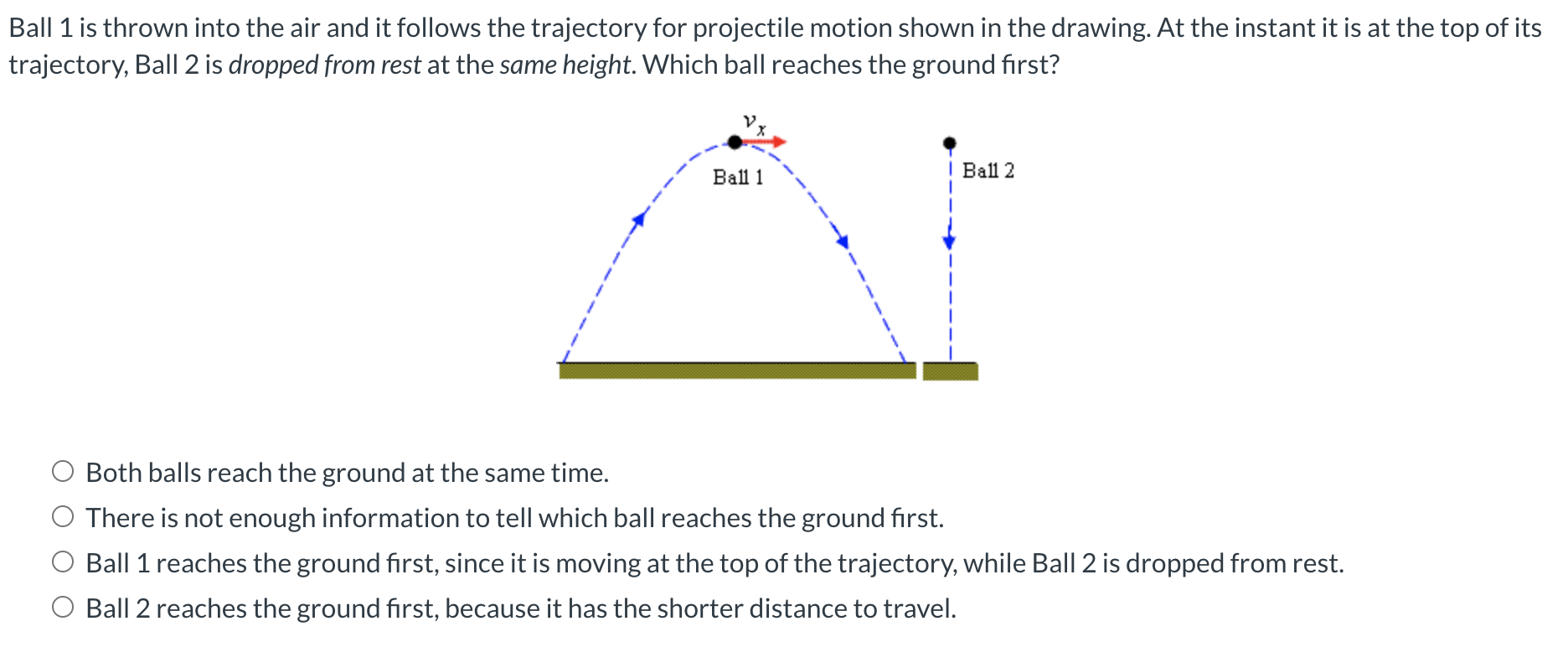Solved Ball 1 is thrown into the air and it follows the | Chegg.com