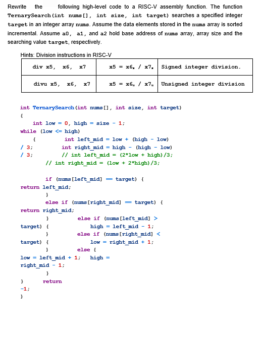 Solved Rewrite the following high-level code to a RISC-V | Chegg.com