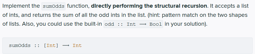 Solved Implement the sumodds function, directly performing | Chegg.com