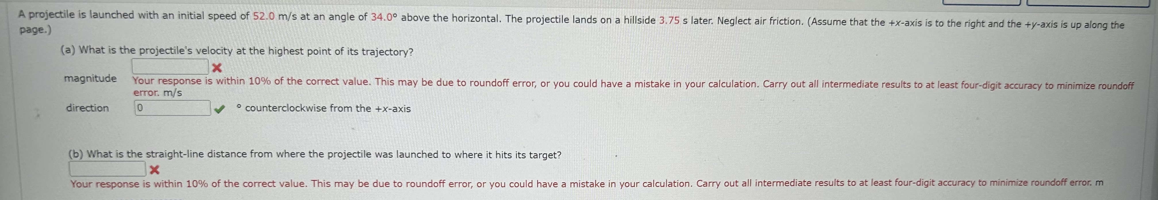 Solved Page A ﻿what Is The Projectiles Velocity At The