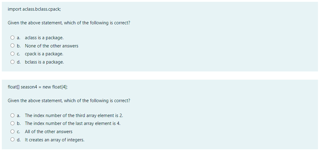 Solved import aclass.bclass.cpack; Given the above | Chegg.com