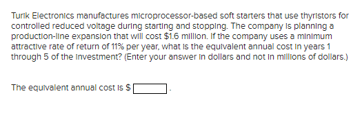 Solved Turlk Electronics manufactures microprocessor-based | Chegg.com