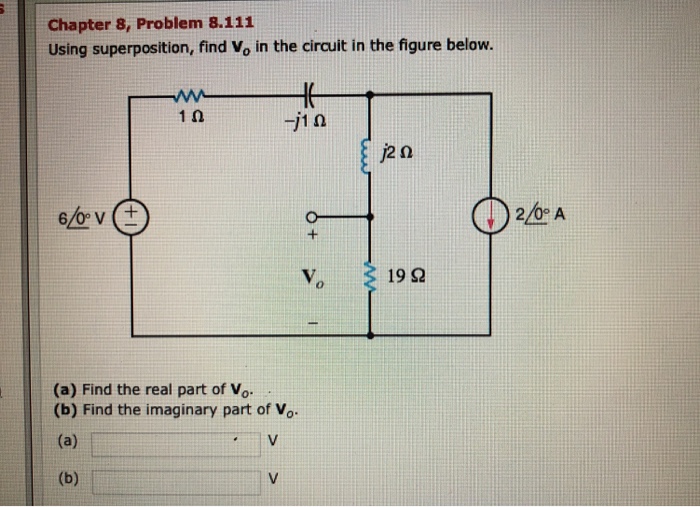 Solved Chapter 8, Problem 8.111 Using superposition, find Vo | Chegg.com
