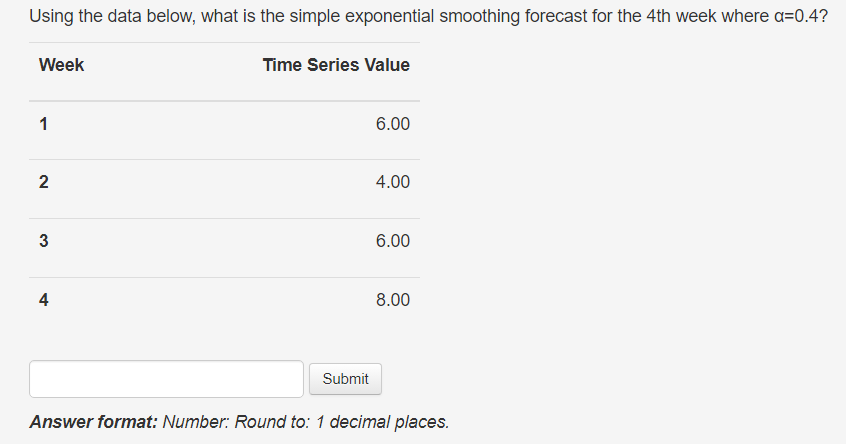 Solved Using the data below, what is the simple exponential | Chegg.com