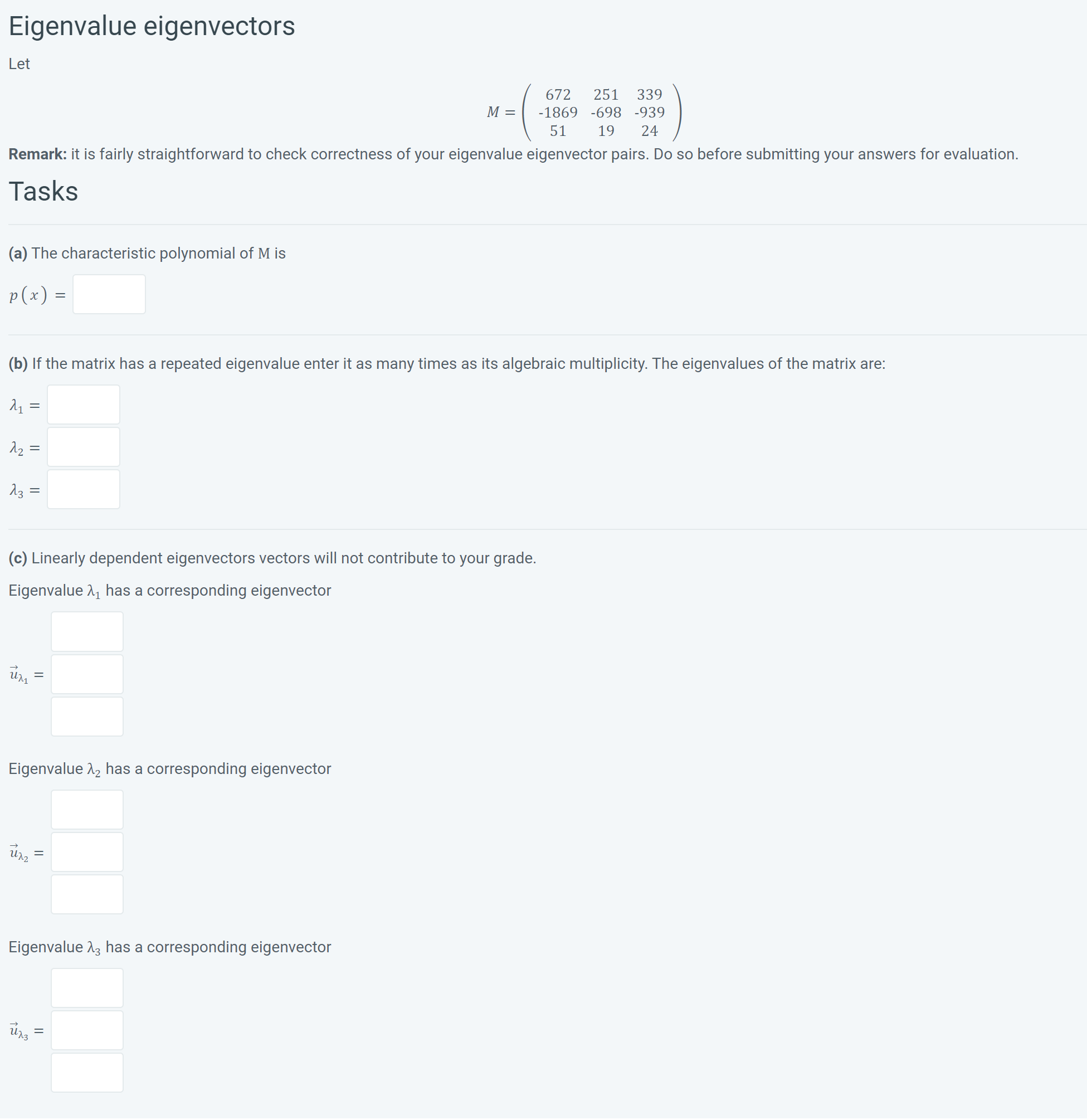 Solved Eigenvalue | Chegg.com
