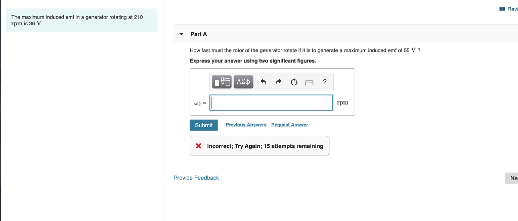 Solved Revi The maximum induced emf in a generator rotating | Chegg.com