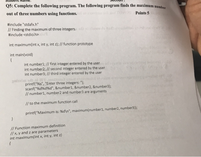Solved 05: Complete the following program. The following | Chegg.com