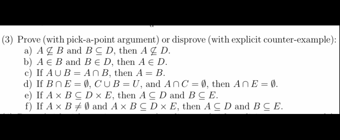 Solved (3) Prove (with pick-a-point argument) or disprove | Chegg.com