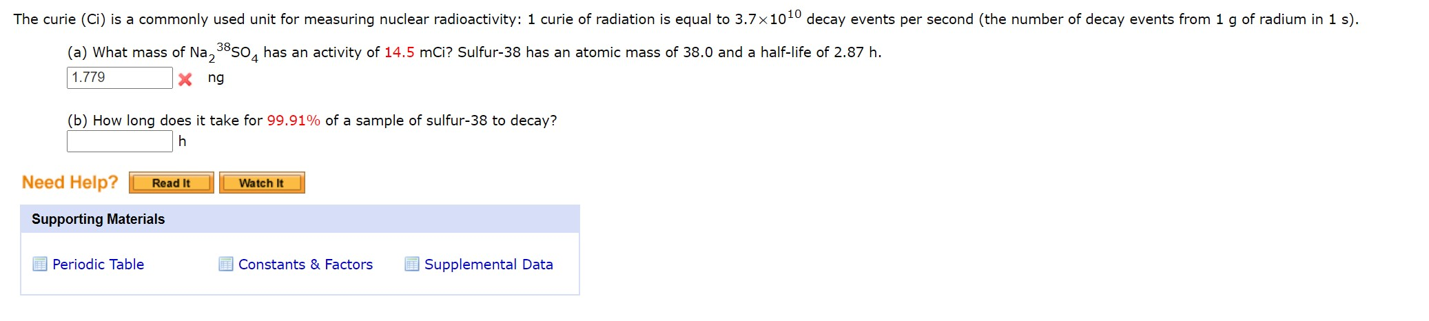 Solved The curie (Ci) is a commonly used unit for measuring | Chegg.com