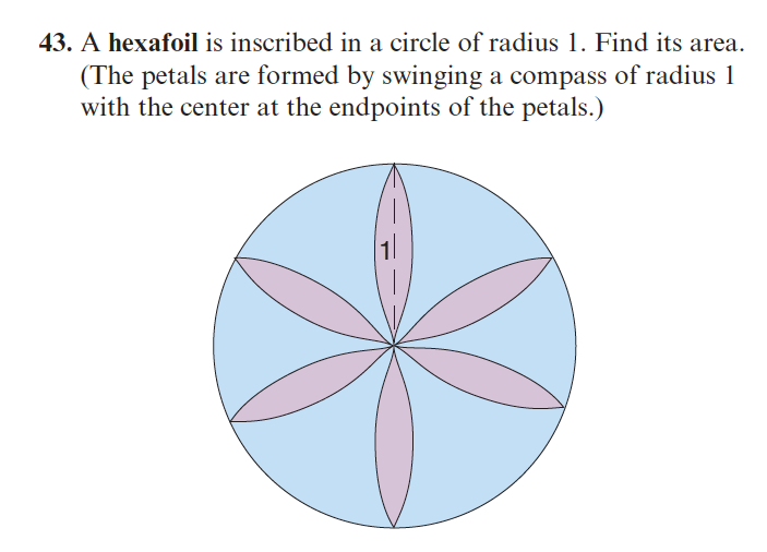 Solved 43. A hexafoil is inscribed in a circle of radius 1 . | Chegg.com