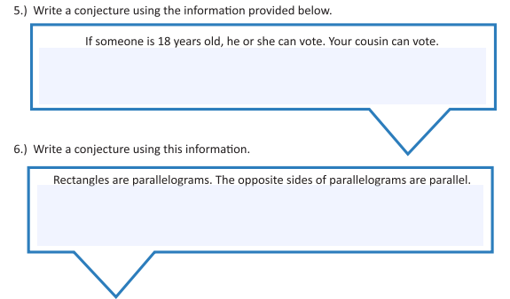 Solved 5.) Write a conjecture using the information provided | Chegg.com