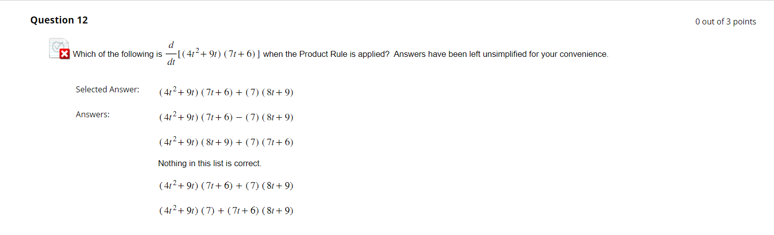 Solved Question 120 ﻿out of 3 ﻿pointsWhich of the following | Chegg.com