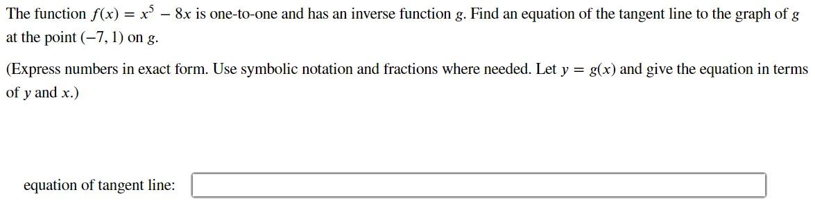 Solved The function f(x)=x5−8x is one-to-one and has an | Chegg.com