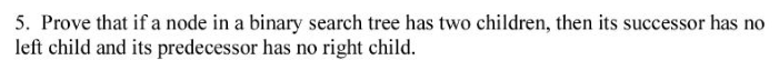 Solved 5. Prove that if a node in a binary search tree has | Chegg.com