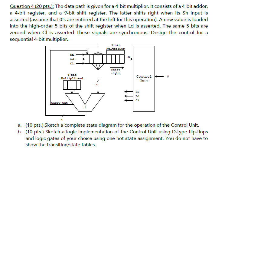 Question 4 (20 pts.): The data path is given for a | Chegg.com