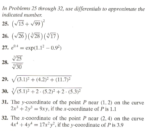 Solved In Problems 25 through 32, use differentials to | Chegg.com