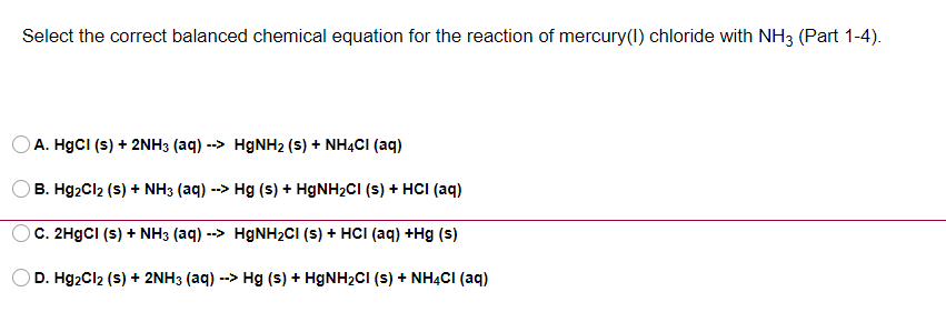 Solved Select the correct balanced chemical equation for the | Chegg.com