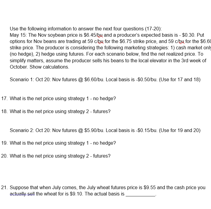 Use the following information to answer the next four | Chegg.com