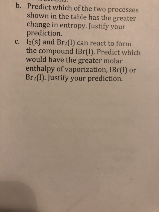 Solved b. Predict which of the two processes shown in the | Chegg.com