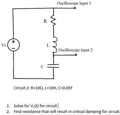 Solved Oscilloscope input 1 Oscilloscope input 2 Circuit 2: | Chegg.com