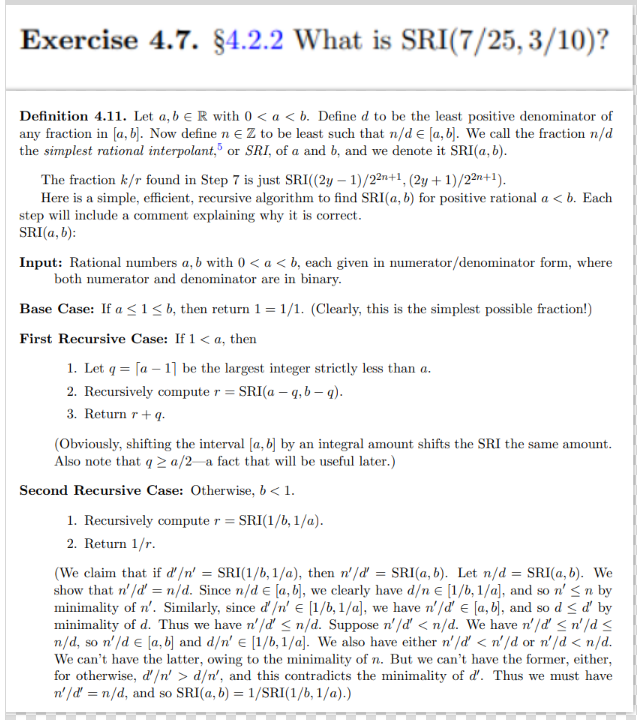 Solved Exercise 4.7. §4.2.2 What is SRI(7/25,3/10) ? | Chegg.com