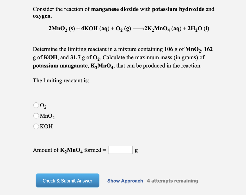 Solved Consider the reaction of manganese dioxide with | Chegg.com