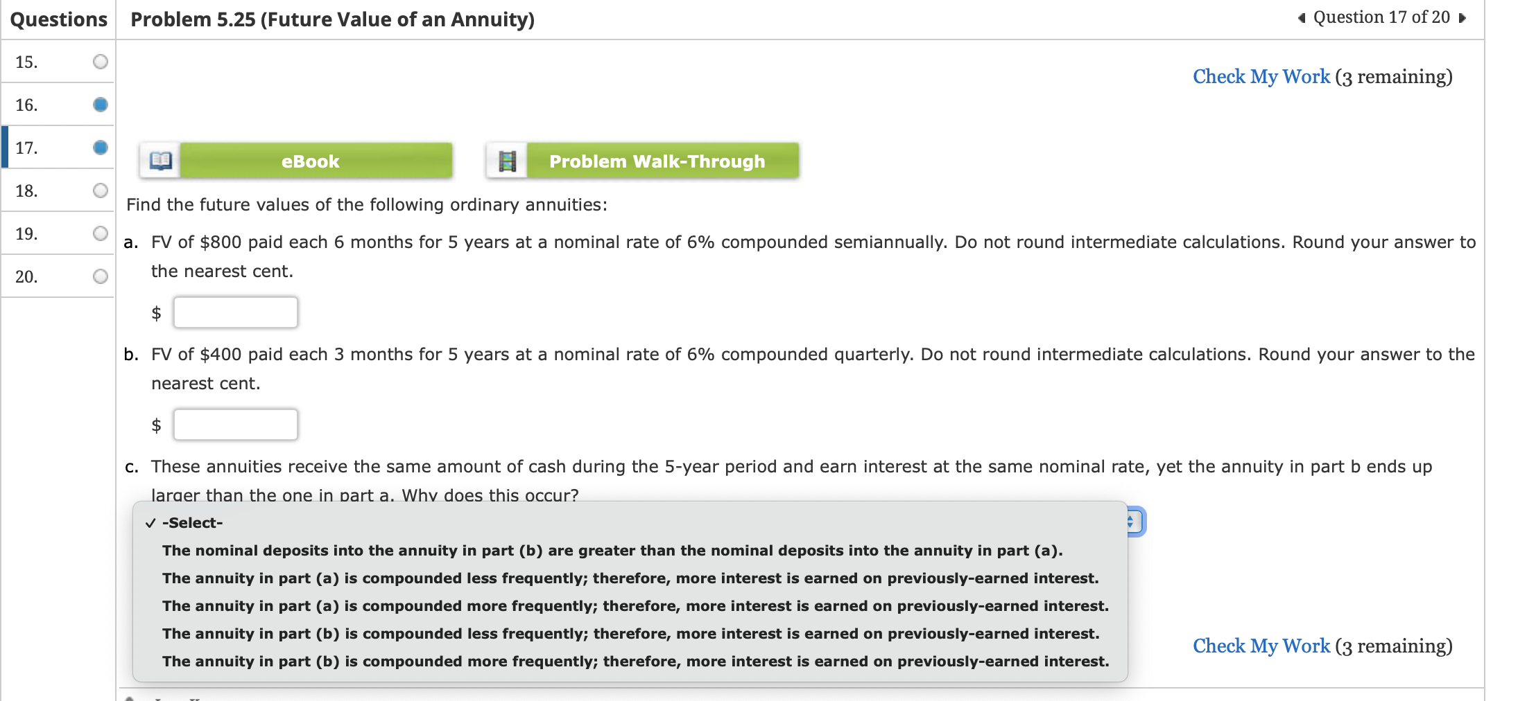 Solved Questions Problem 5.25 (Future Value of an Annuity) « | Chegg.com