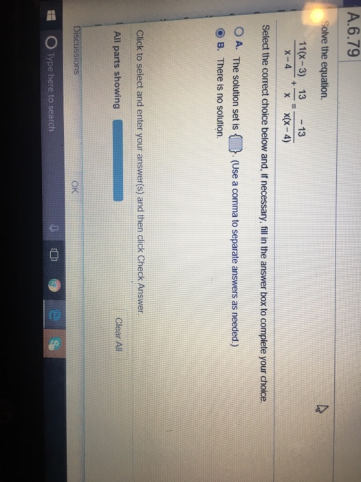 Solved A.6.79 Solve the equation 11(x-3) 13 13 + = x- x | Chegg.com