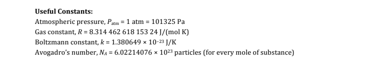 Solved Useful Constants: Atmospheric pressure, Patm = 1 atm | Chegg.com