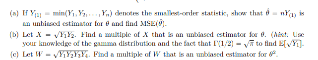 Solved Suppose Y1,Y2,Y3,Y4 denote a random sample of size 4 | Chegg.com