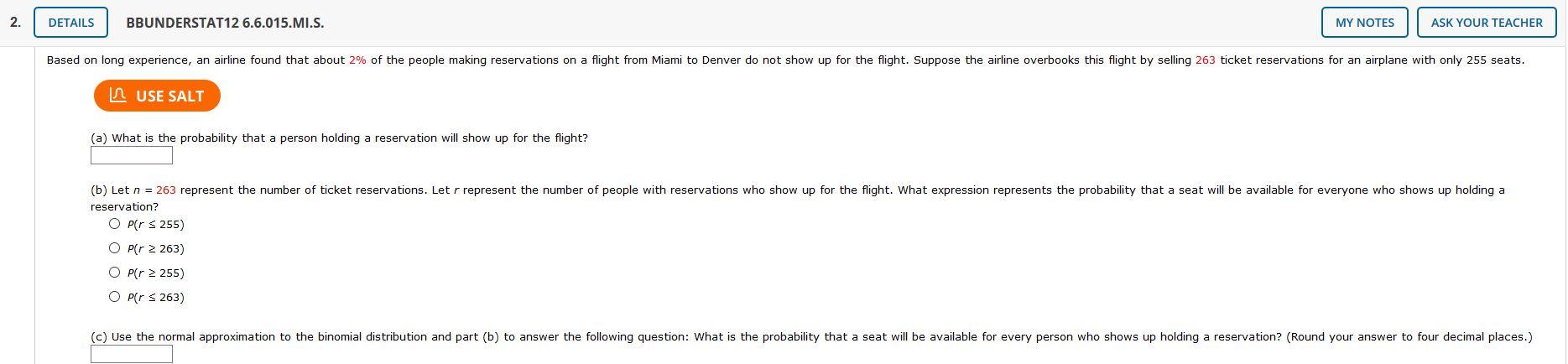 Solved 2. DETAILS BBUNDERSTAT126.6.015.MI.S. MY NOTES ASK | Chegg.com