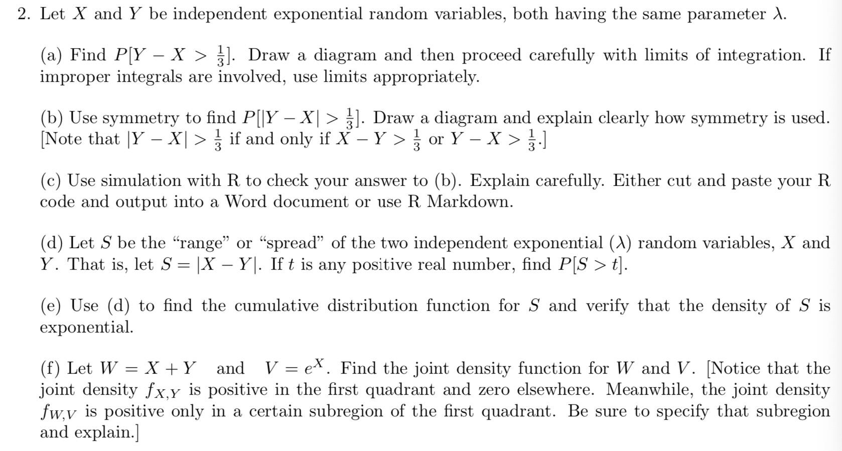 Solved .Let X and Y be independent exponential random | Chegg.com