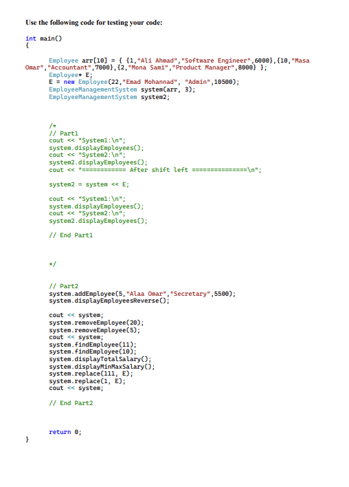 Solved Your task is to design a C++ class called Employee | Chegg.com