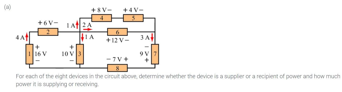 Solved For each of the eight devices in the circuit above, | Chegg.com