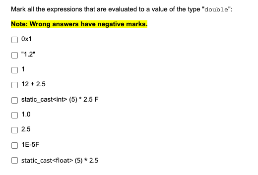 Solved Mark all the expressions that are evaluated to a | Chegg.com