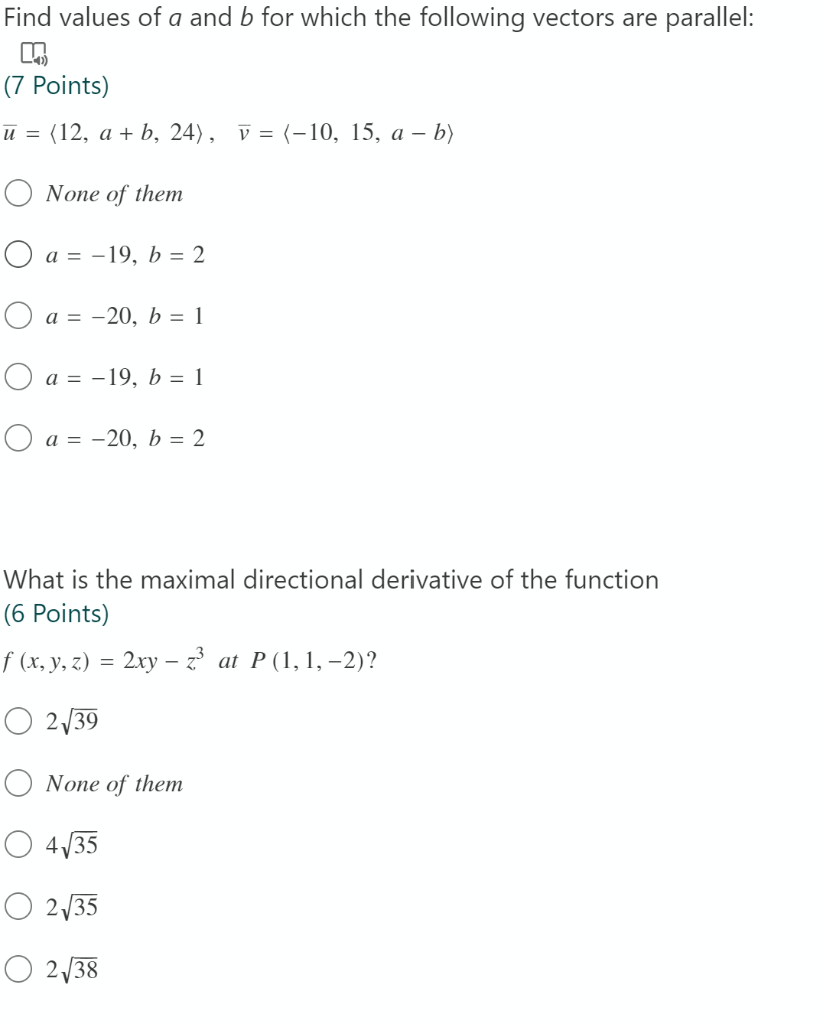 Solved Find Values Of A And B For Which The Following