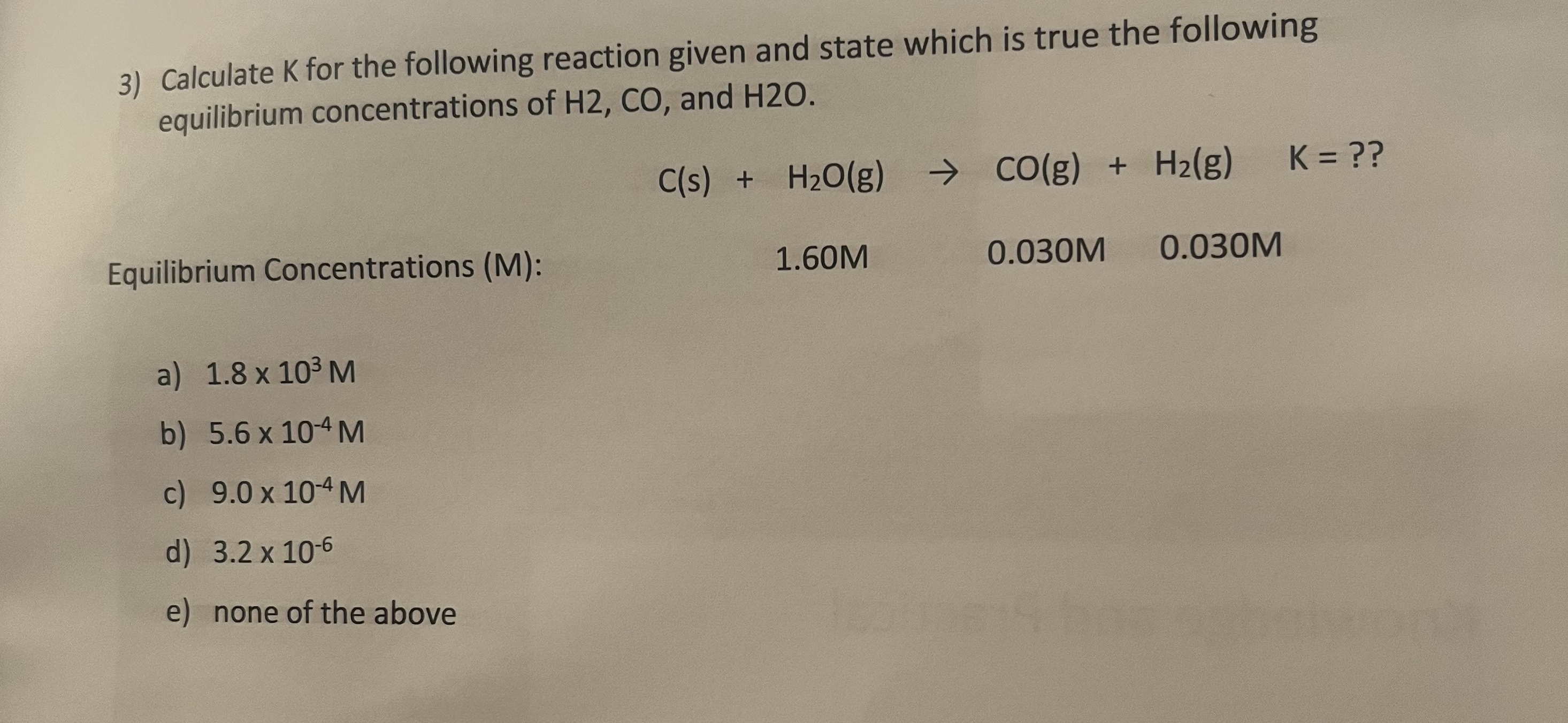 Solved 3) Calculate K for the following reaction given and | Chegg.com